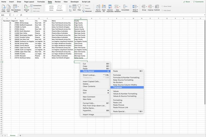 Excel Fast Guidelines Methods To Turn Cells And Transfer Rows Or Columns
